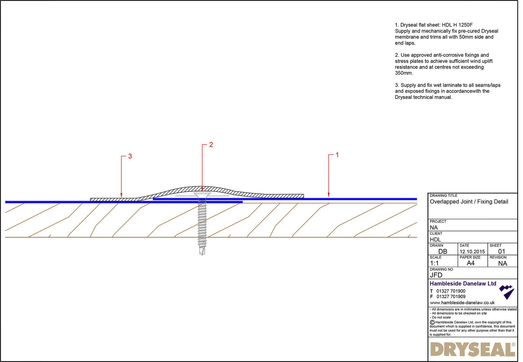 Overlapped Joint Fixing Detail - Dryseal Roofing